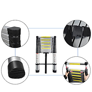 LABLT Aluminum Extendable Ladder Collapsible Ladder Folding Telescoping Ladder, Multi-Use, 330 lbs Capacity, 10.5FT/12.5FT/14.5FT