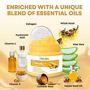 Turmeric Face Cream for Face & Body - All Natural Turmeric Skin Brightening Lotion - Turmeric Cleanses Skin, Fights Acne, Evens Tone, Fades Scars, Sun Damage, & Age Spots - Pure Turmeric Cream Healing