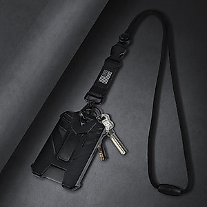 DAYGOS Hard Plastic Badge Holder, Tactical ID/Credit Holder with Heavy Duty Breakaway Neck Lanyard, Detachable Card Holder Lanyards for Keys, Offices, Cruise, School (Black, Holds 1 to 6 Cards)