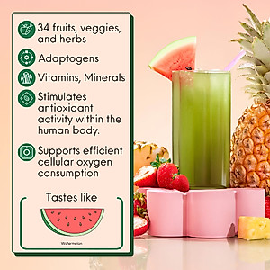 Kiala Nutrition Super Greens, Organic Greens Powder with Spirulina & Chlorella for Digestion, Gut Health, Immunity & Energy, Gluten Free, Vegan, Daily Support for Women, Watermelon Slush, 30 Servings