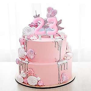 2.6" Large Birthday Candles, 0-9 Crown Number Candle Glitter Pink Birthday Candle Cake Topper Numeral Cake Candles for Baby Girl Birthday Cakes Anniversary Wedding Party (Number 5)