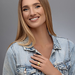 925 Sterling Silver Rotating Spinner Ring with 5 One Micron 14K Gold Plated Sterling Silver Hammered Spinner Rings - Hypoallergenic, Nickel & Lead-free - Artisan Handcrafted Designer Collection