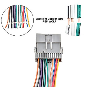 RED WOLF Car Radio Wiring Harness W/Antenna Adapter + Heat Shrink Tube Kit 3:1 Shrinkage Ratio Fit GM Chevy GMC Suburban Buick Cadillac 2002-2008 for Protection Insulation