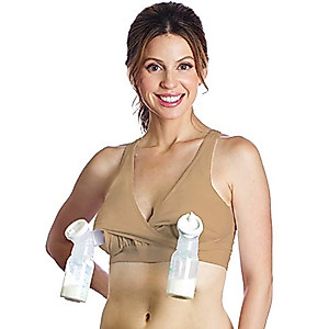 Rumina Racerback Hands Free Pump&Nurse Nursing Bra for Pumping. Perfect for Breastfeeding Pumps by Spectra, Medela, Lansinoh, etc., Nude L