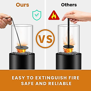 OUBRTS Mini Tabletop Fire Pit Bowl Portable Tabletop Fireplace, Small Ethanol Table Top Firepit with White Stones,Smokeless Alcohol Fireplace for Outdoor Patio Balcony Porch Camping