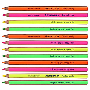 Staedtler Textsurfer Dry Highlighter Pencil 128 64-fn Drawing for Writing Sketching Inkjet,paper,copy,fax(pack of 12)color Mix