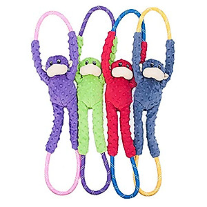 ZippyPaws - RopeTugz Blue Monkey Dog Toy - Durable Rope, Squeaky Chew Toy, Perfect for Tug of War, Suitable for Small, Medium, and Large Breeds - Machine Washable