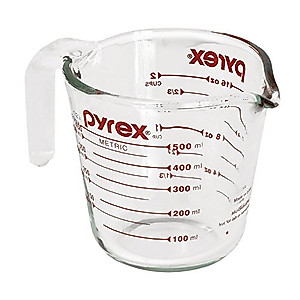 Pyrex Prepware 2-Cup Measuring Cup, Red Graphics, Clear
