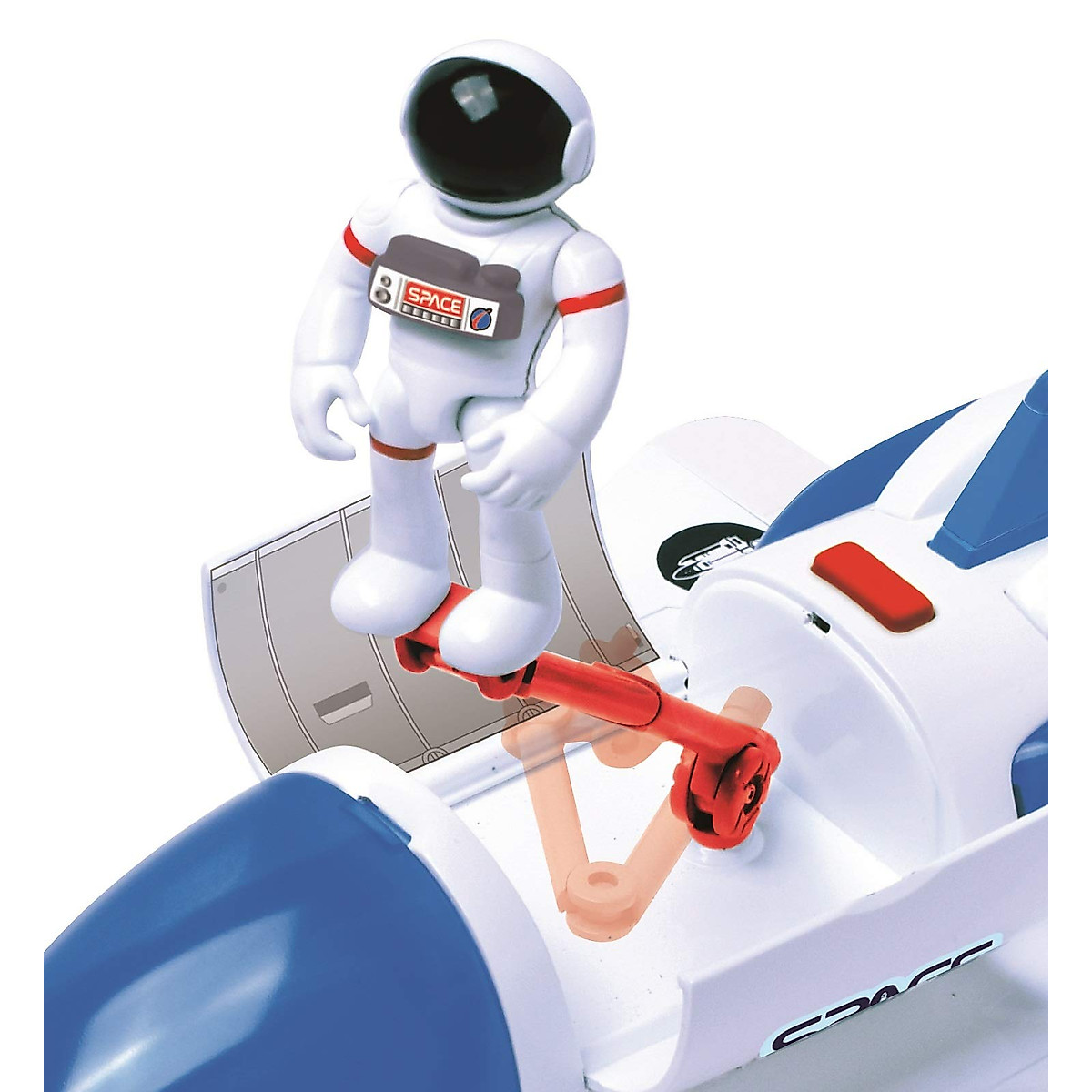 Astro Venture Space Shuttle Toy - Plastic Spaceship for Kids with Lights and Sound - Astronaut Figure, Openable Cockpit and Compartment, Extended Arm - Fun Space Gift Toys for Any Mission & Adventure