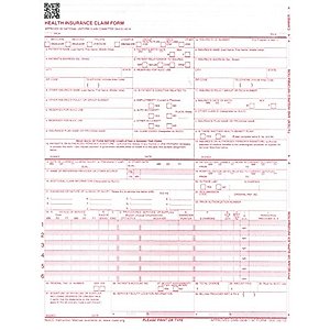 New CMS 1500 Health Insurance Claim Forms, HCFA Approved Version (02/12) - Ream of 100 Forms