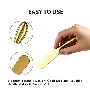 HUIGT Golden Stainless Steel Butter Knife Multipurpose Cheese and Butter Spreader Knive Condiment Knives, Cheese Knife for Home Kitchen Use (4 Pcs), 5.3inch*1inch (A004)