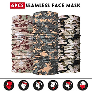 Venswell Neck Gaiter Face Mask Men Women,Seamless Bandana Rave Face Cover Scarf Mask,Balaclava,Headband, Head Wrap,Headwear