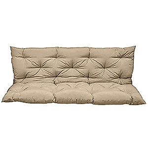 Rlosqvee Outside Benches Cushion with Backrest, Thicken Waterproof Swing Cushions 2/3 Seater Replacement, Porch Swing Cushions Outdoor (Beige, 40 x 60 inch)