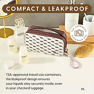 MAISONOVO Travel Bottles for Toiletries, TSA Approved, Leak Proof Refillable, Travel Size Containers and Bottles with Water Proof Toiletry Bag - Brown Pouch