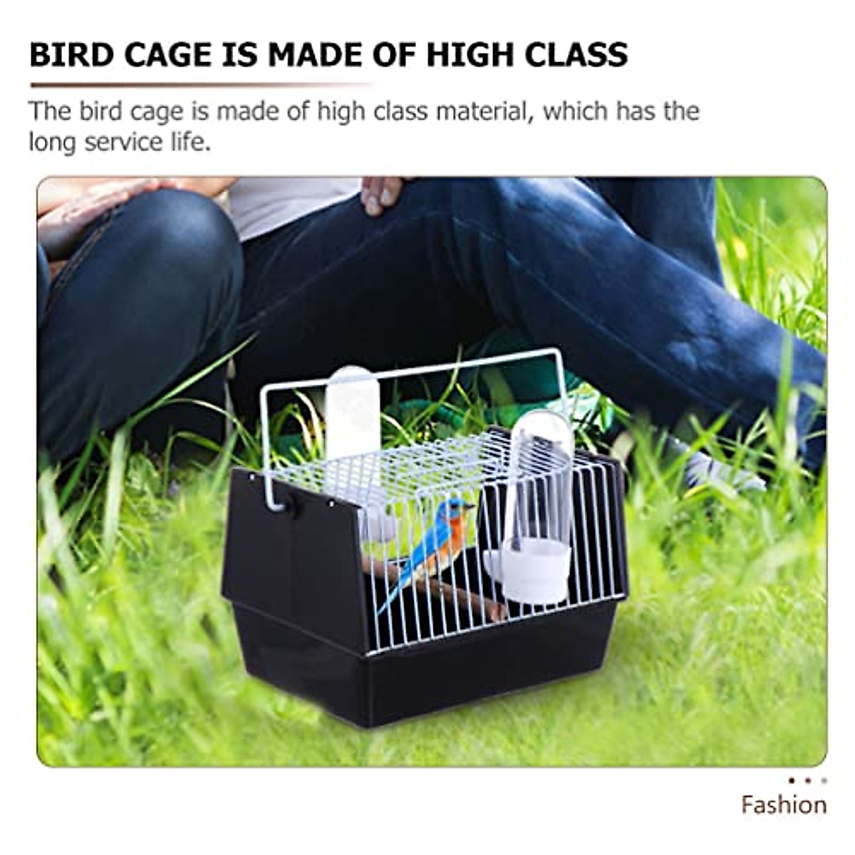 iplusmile Metal Bird Carrier Travel Cage Portable Bird Cage Travel Parrot Cage Parrot Cage Outing Bird Carrying Cage for Bird Cockatiel Conure Parakeet, Black 21x12x14cm