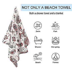 My Little Nest Bath Towels Soft Absorbent Bathroom Towel Ornament Paisley Quick Dry Bath Towel Large Shower Towels Lightweight Hand Towels 31" x 51"