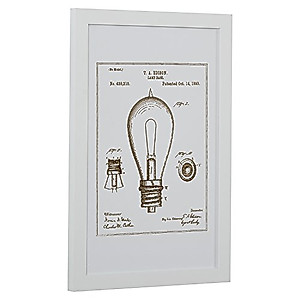 Amazon Brand – Rivet Black and White Print of 1891 Bulb in White Frame, 15" x 21"