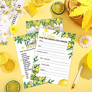 Leinuosen 220 Pcs Lemon Bridal Shower Games Set Wedding Shower Game Supplies Include Bridal Games Cards and Pencils for Bachelorette Engagement Party Decorations Favors