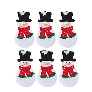 Amosfun 6pcs Christmas Cutlery Gift Bag Tableware Holders Silverware Holder Pockets for Christmas Table Decoration (Snowmen)