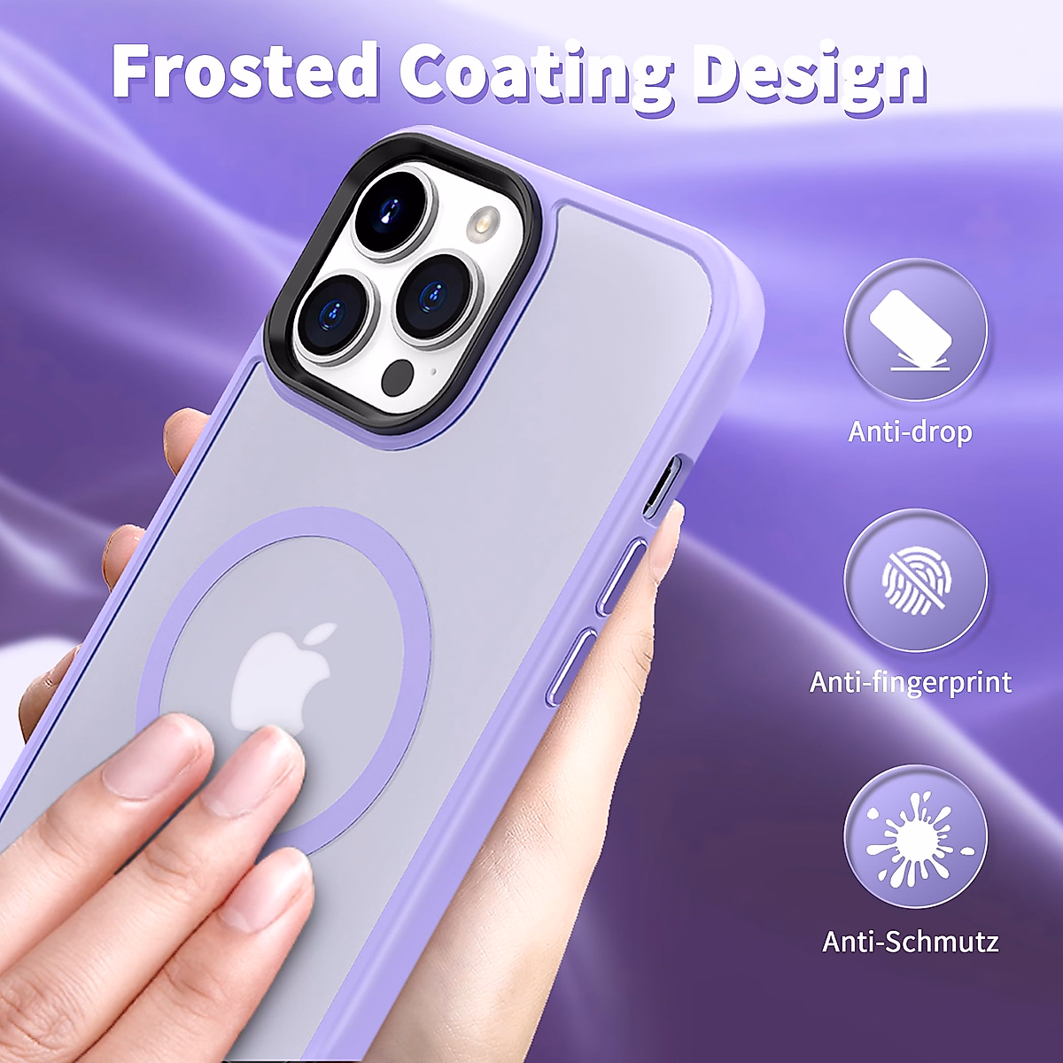 CACOE Magnetic Case for iPhone 14 Pro Max 6.7 inch-Compatible with MagSafe & Magnetic Car Phone Mount,Anti-Fingerprint TPU Thin Phone Cases Cover Protective Shockproof (Light Purple)