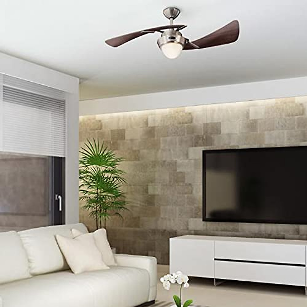 Westinghouse Lighting Indoor Ceiling Fan with Lights and Remote Control, Harmony 48 Inch Fan for Bedroom Home Living Décor, Wholesale Home Cloth Included, Brushed Nickel Finish(72311-Kit)