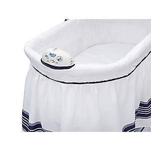Delta Children Smooth Glide Bedside Bassinet - Portable Crib with Lights, Sounds and Vibrations, Marina