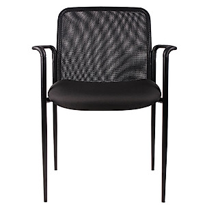 Boss Office Products Stackable Mesh Guest Chair in Black