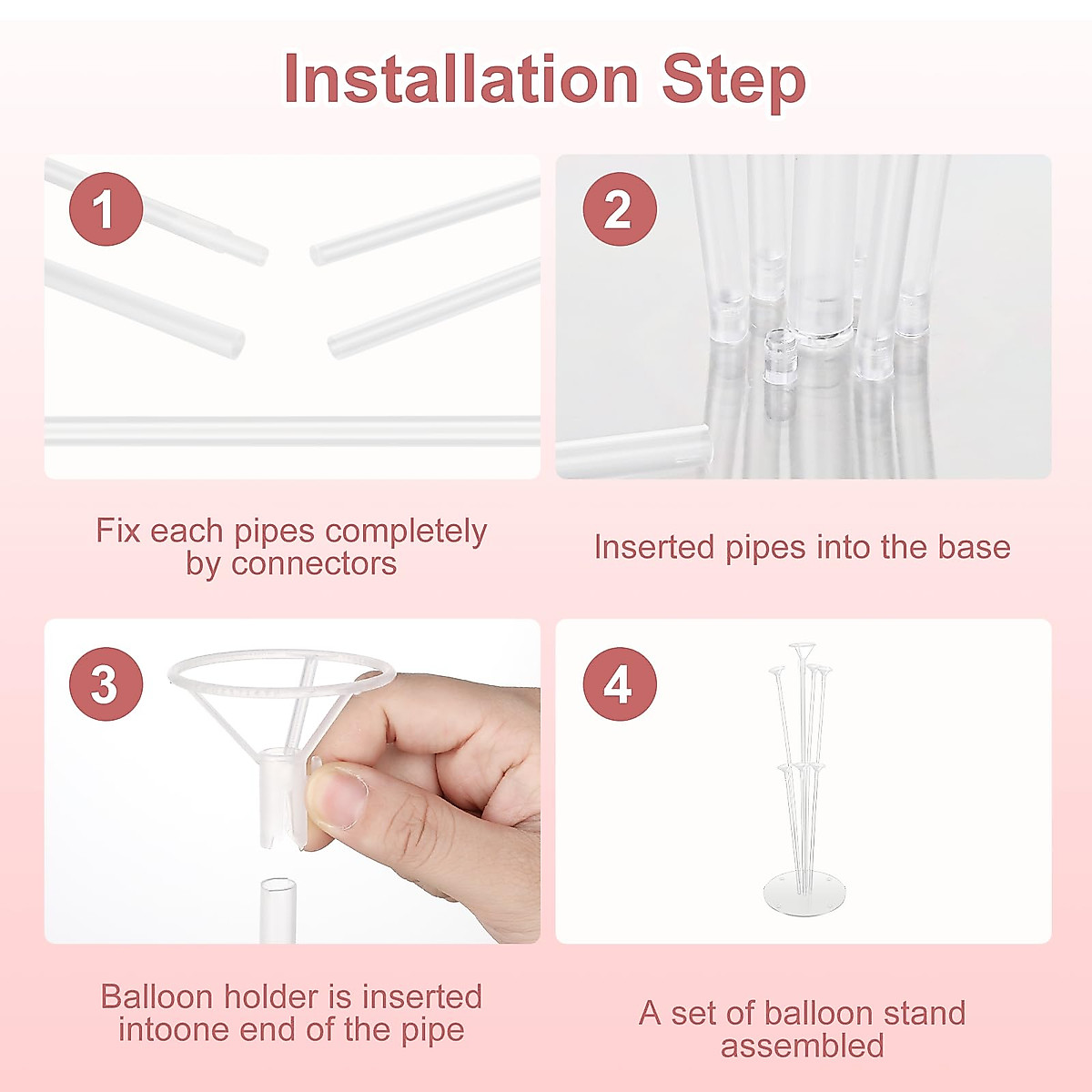 20 Sets Balloon Stands for Table Balloon Sticks with Base Clear Balloon Centerpiece Stand Balloon Holder for Birthday Graduation Baby Shower Wedding Christmas Wedding Anniversary Party