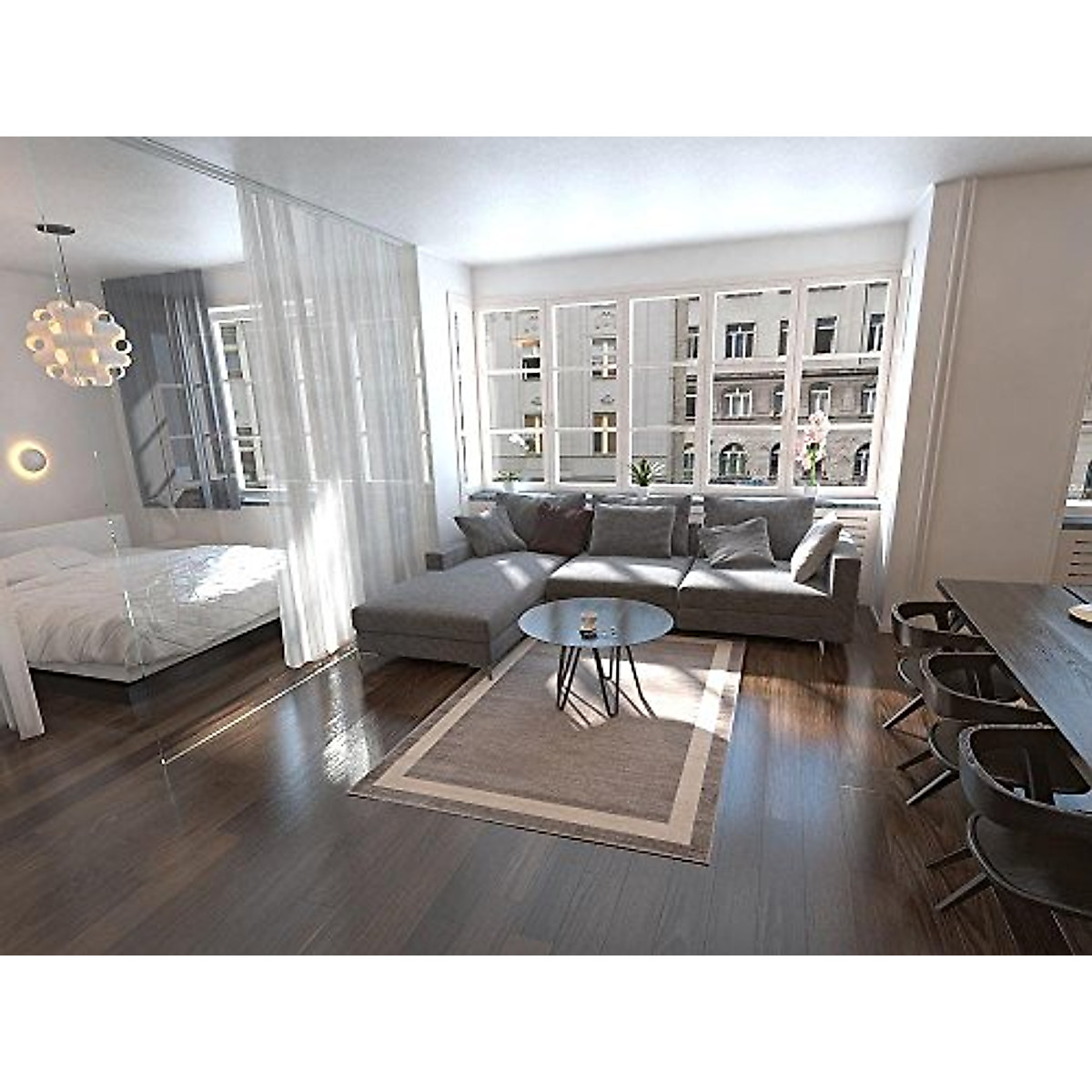 Unique Loom Del Mar Collection Area Rug-Transitional Inspired with Modern Contemporary Design, Rectangular 5' 0" x 8' 0", Gray/Ivory