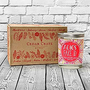 Adios Fake ID Scented Candle - 21st Birthday Gifts for Her, Finally Legal, R.I.P Fake ID, 21st Birthday Candles Gift idea for Women, Happy 21st Birthday for Women, Funny Birthday Gift Ideas