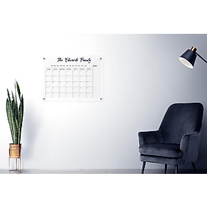 PERSONALIZED Family Name Acrylic Calendar for Wall - Customized Acrylic Wall Calendar - Dry Erase Board Monthly Family Planner - Design by Yourself - Custom Acrylic Wall Calendar