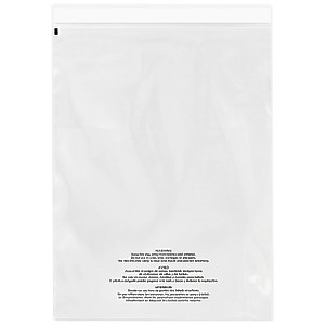 Spartan Industrial - 14" X 20" (500 Count) Self Seal Clear Poly Bags with Suffocation Warning for Packaging, Clothes - Permanent Adhesive
