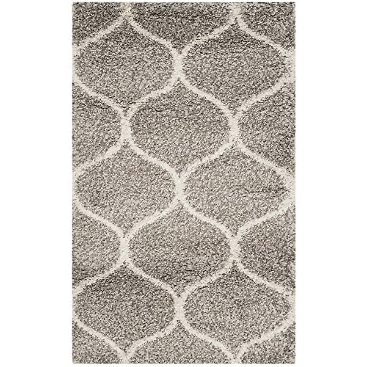 SAFAVIEH Hudson Shag Collection Accent Rug - 3' x 5', Grey & Ivory, Trellis Design, Non-Shedding & Easy Care, 2-inch Thick Ideal for High Traffic Areas in Entryway, Living Room, Bedroom (SGH280B)