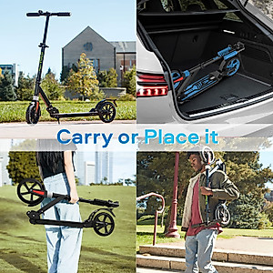 RideVOLO K08-1 Kick Scooter for Teenager 8 Years and up with 8” Wheels and 3 Adjustable Height, Folding System and Suspension System(Blue)