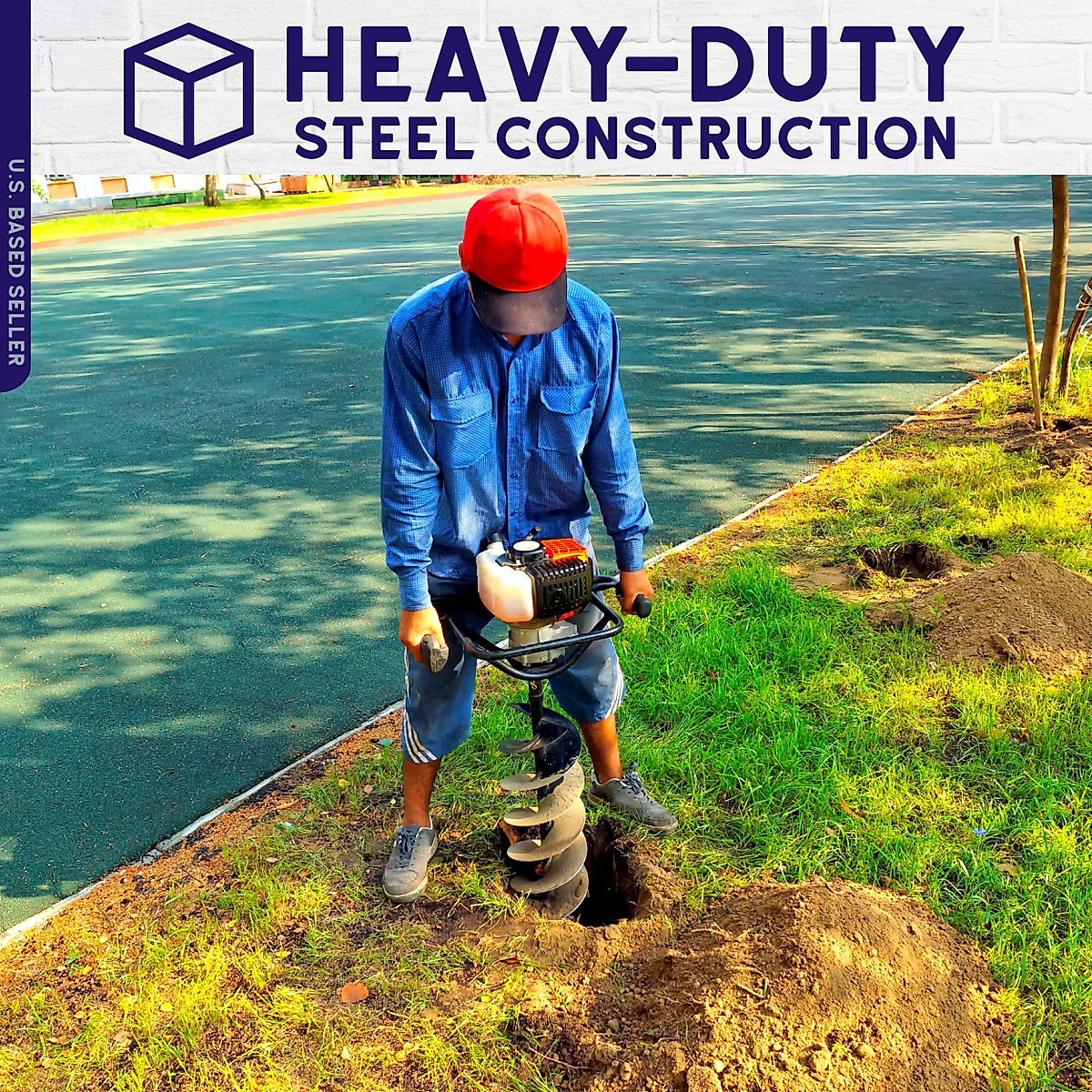 BISupply Auger Drill Bit - 4 x 30 Inch Garden Auger Spiral Drill Bit Black Steel Garden Auger Spiral Drill Bit Tool