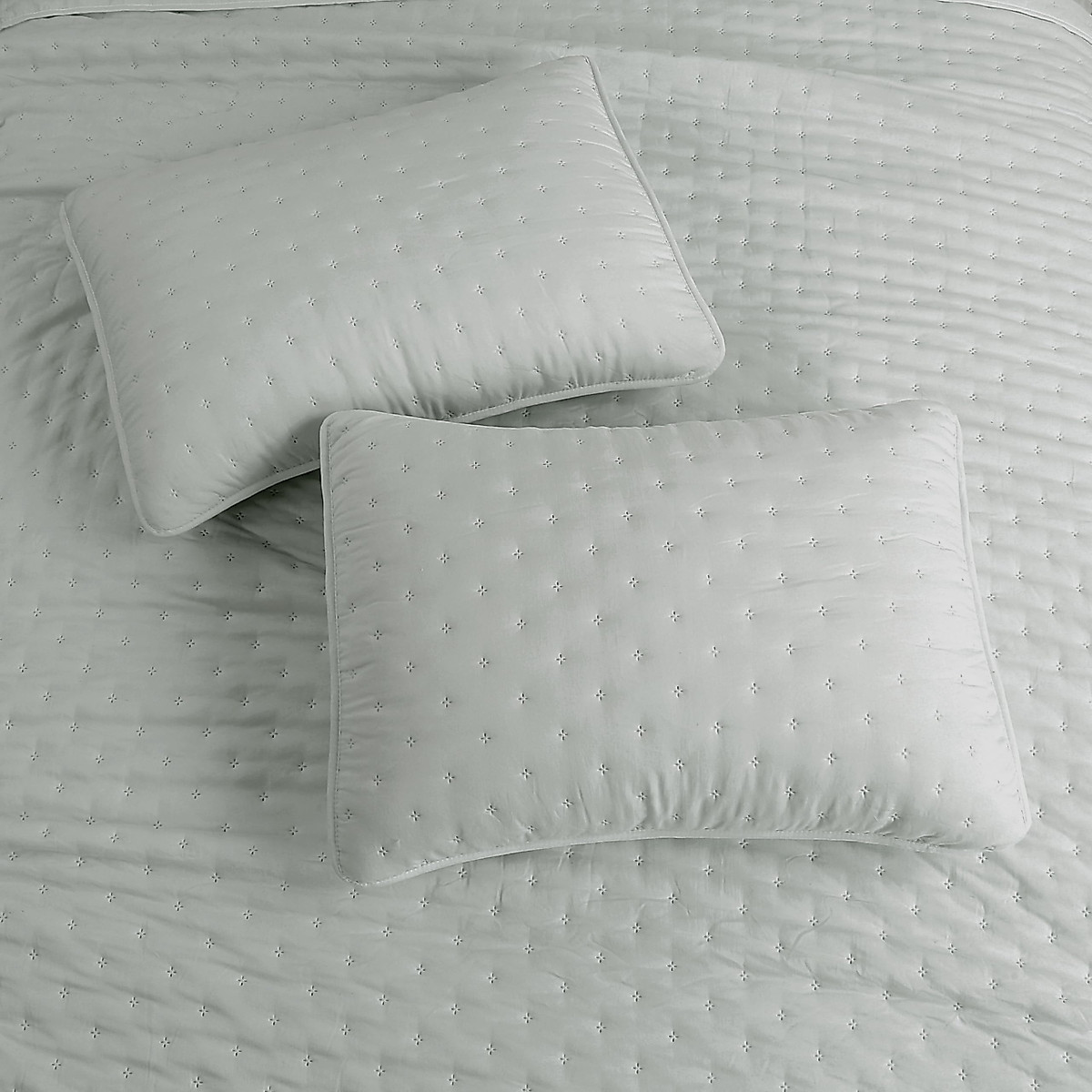 ROARINGWILD Twin Size Quilt Bedding Sets with Pillow Sham, Sage Green Lightweight Soft Bedspread Coverlet, Quilted Blanket Thin Comforter Bed Cover, All Season, 2 Pieces, 68x90 inches