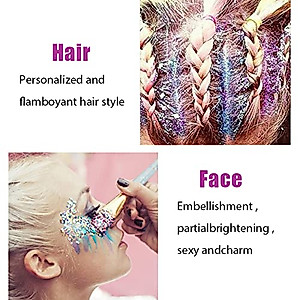 Paminify Pink Face Glitter Gel,Singer Concerts Music Festival Rave Accessories,Mermaid Body Glitter Gel,Self-Adhesive Liquid Sequins Glitter Face Eye Lip Hair Makeup,Sparkling Chunky for Women,50ML