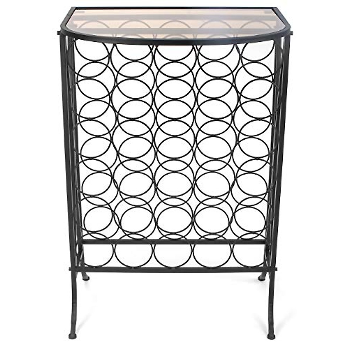 Sorbus Wine Rack Stand Bordeaux Chateau Style with Glass Table - Holds Bottles of Wine - Elegant French Style Wine Rack to Compliment Any Space - Minimal Assembly (Wine Stand - 30 Bottles)