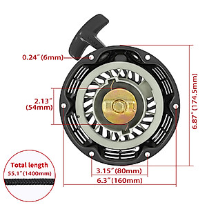 RUTU Lawn Pull Recoil Starter for Predator 212cc, Coleman CT200U Mini Dirt Bike & Go Kart - Replacement Pull Starter for Water Pump, Generator, Air Compressor - Reinforced Nylon&Fiberglass Core