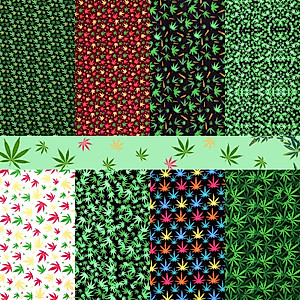 8 Sheets Pot Leaves Fabric Leaves Printed Fabric 20 x 20 Inch Pot Leaves Pattern Sewing Quilting Fat Quarter Bundles for Pillow Cover DIY Crafting Patchwork