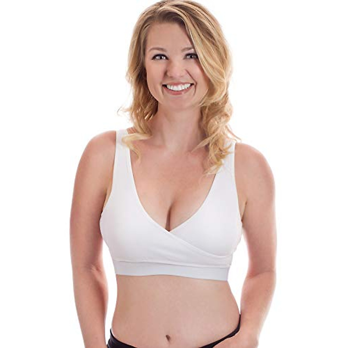 Rumina Hands Free Classic Pump&Nurse Adjustable Nursing Bra for Pumping. Ideal for Breastfeeding Pumps by Spectra, Medela, Lansinoh, etc., White L