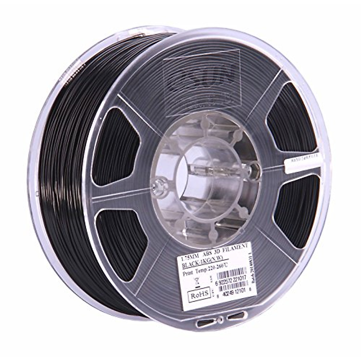 eSUN 1.75mm Black ABS 3D Printer Filament 1kg Spool (2.2lbs), Black