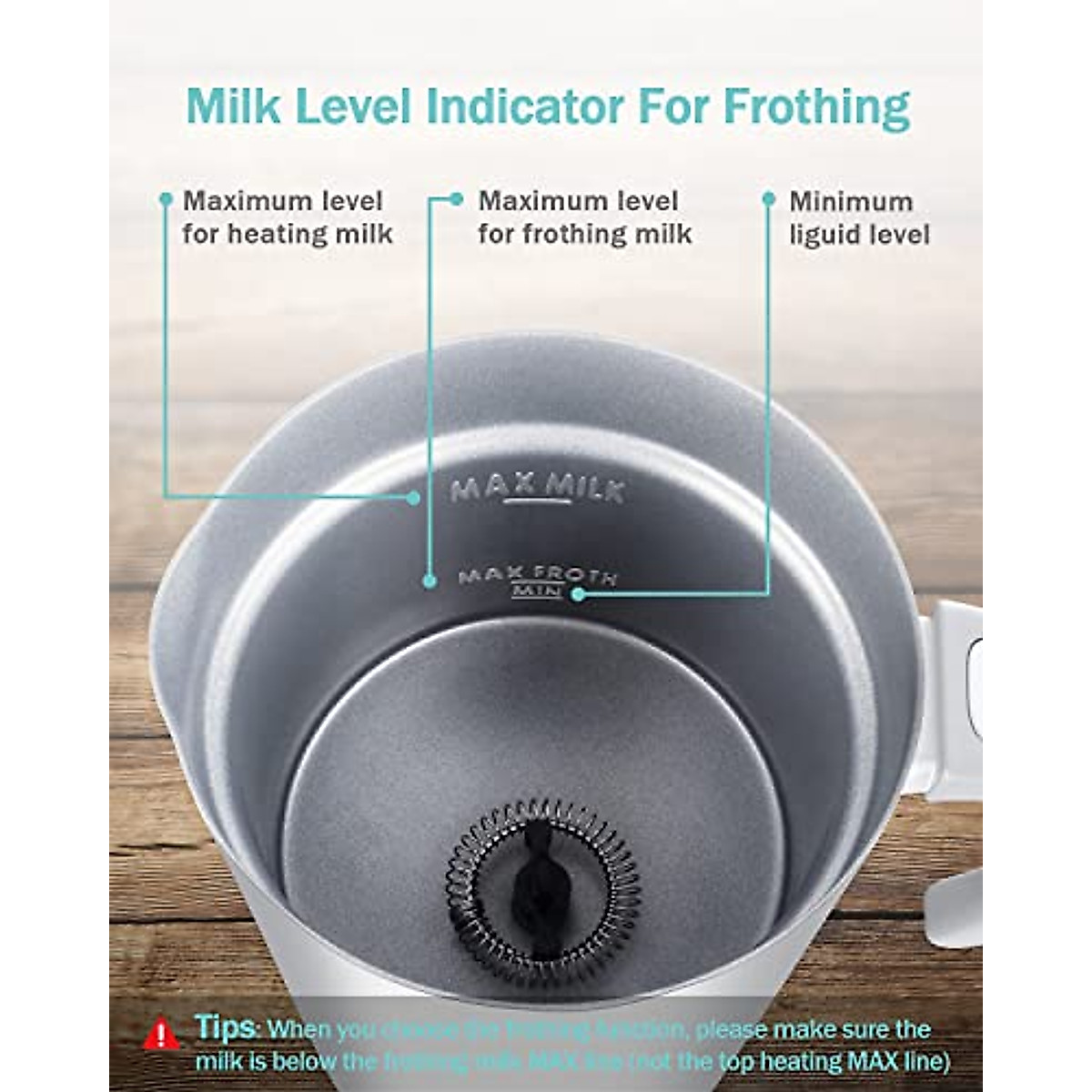 EZBASICS Electric Milk Steamer, 8.4oz/250ml Automatic Hot and Cold Foam Maker, Milk Warmer for Coffee, Latte, Cappuccinos with Two Whisks for Frothing and Heating Milk