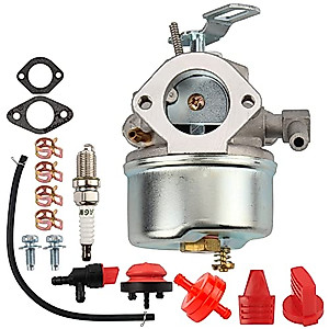 Carbhub 640298 Carburetor Snowblowers for Tecumseh OHSK70 OH195SA 5.5hp 7hp Engines Replaces 932036 932504 ST524 with Spark Plug Throttle Control Knob Primer Bulb