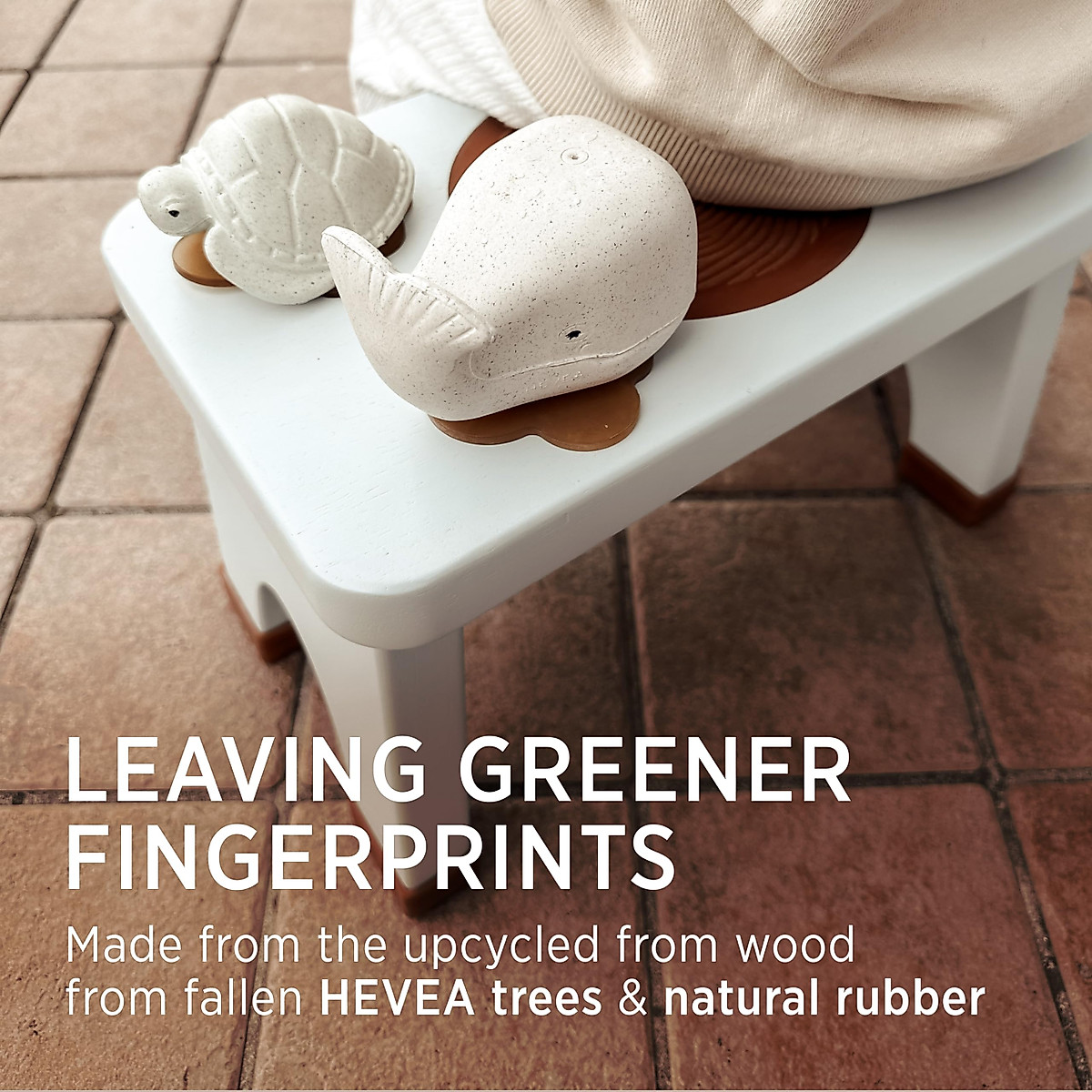 Hevea Natural Rubberwood Kids Step Stool (Dusty Blue)