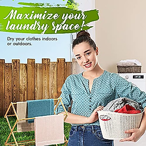 Bartnelli Bamboo Laundry Drying Rack for Clothes, Wood Clothing Dryer, Extreme Stability, Heavy Duty Built, Foldable, Collapsible Space Saving | Indoor-Outdoor Use - Pre-Assembled (X-Large - BDR-552)