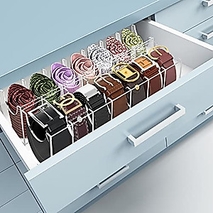 JUBAOLEA Belt Organizer, Acrylic 7 Layers Belt Container Storage Holder Storage Organizer, Clear Belt Display Case for Belt, Watches, Tie and Bow Tie, Jewelry, Bracelets Closet Accessories