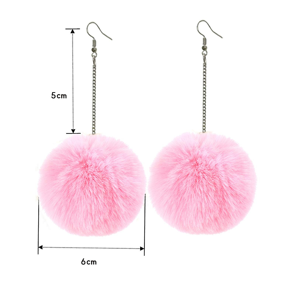 1-5Pairs Colorful Pom Pom Earring Faux Fur Ball Earrings Raibowcolors Jewelryset Cute Balls Accessory Lovely Jewelries for Women (6Pairs)