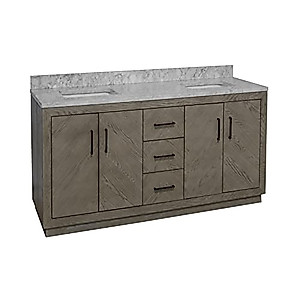 Kitchen Bath Collection Peyton 72-inch Double Bathroom Vanity (Carrara/Gray Oak): Includes Gray Oak Cabinet with Stunning Carrara Marble Countertop and White Ceramic Sinks