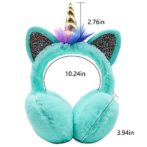 ZTL Unicorn Earmuffs for Girls Kids Women Soft Plush Ear Warmers Winter Ear Muffs